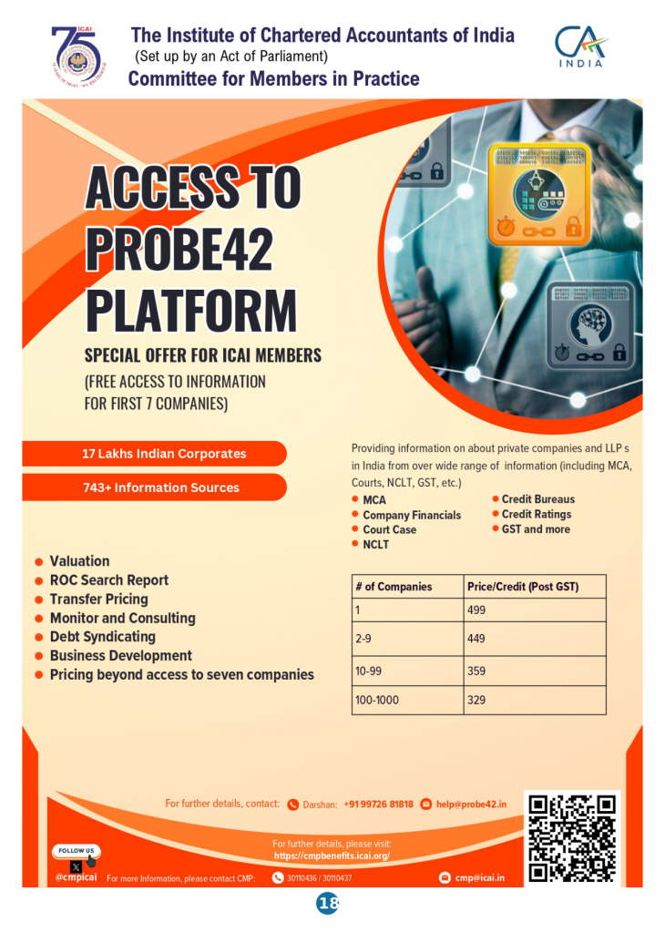 Access to Probe42 platform – CMP Benefits